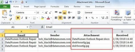 how to auto export the attachment information of incoming outlook