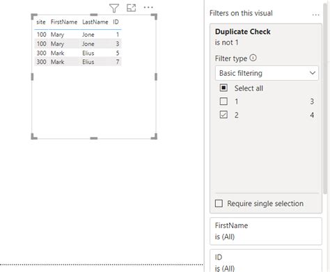 powerbi power bi tabular report display rows that have duplicates