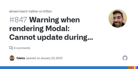 warning when rendering modal cannot update during an existing state