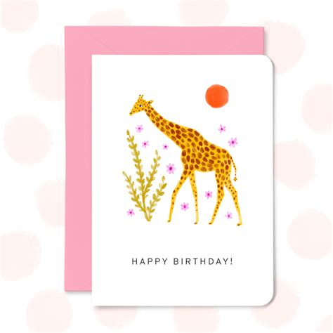 Giraffe Happy Birthday Card