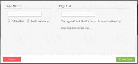 creating a new page website builder