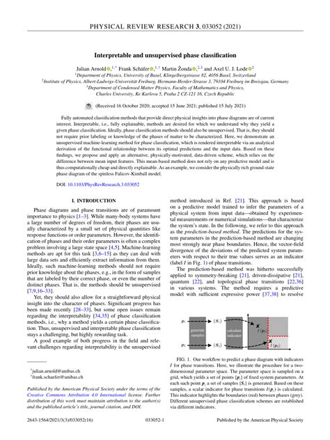 pdf interpretable and unsupervised phase classification