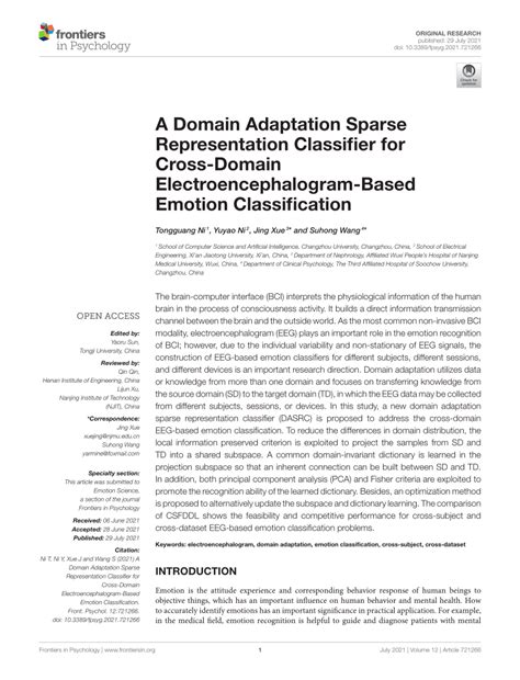 Pdf A Domain Adaptation Sparse Representation Classifier For Cross