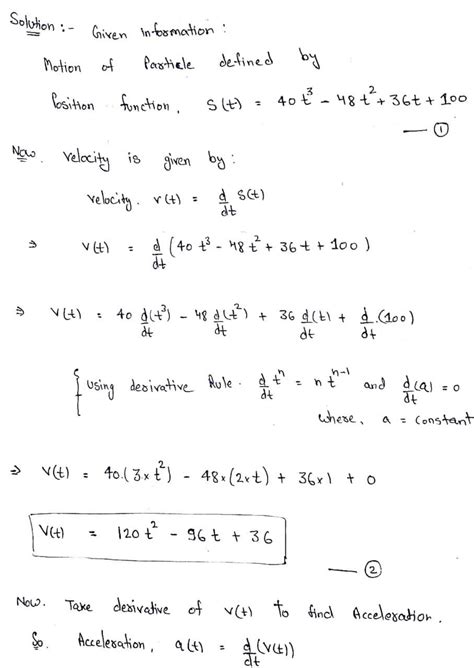 [solved] the motion of a particle is defined be the relation s 40t3