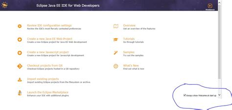 eclipse how to disable welcome screen stack overflow