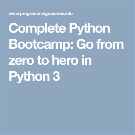 complete python bootcamp go from zero to hero in python 3 zero the