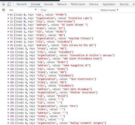 javascript iterating through an array of objects in jquery and