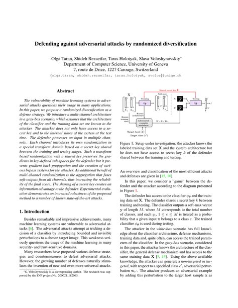 Pdf Defending Against Adversarial Attacks By Randomized Diversification