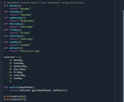 python switch statement syntax