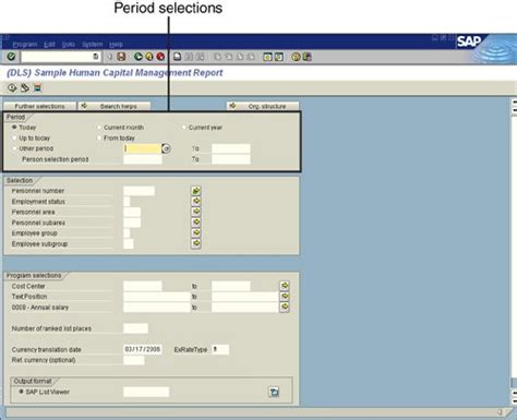 understanding selection period fields on the selection screens of hcm
