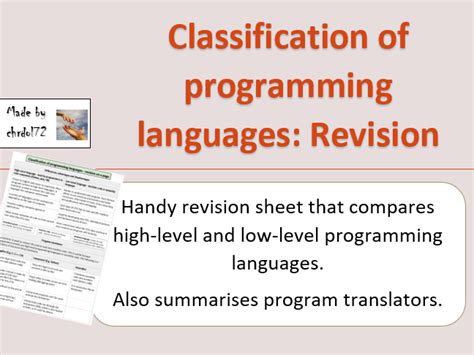classification of programming languages knowledge organiser