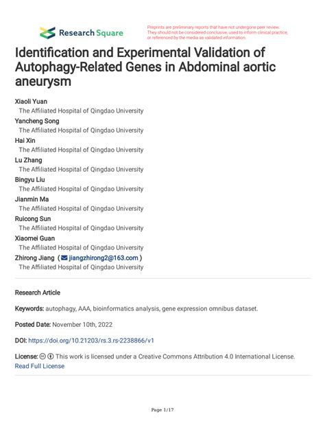 Pdf Identification And Experimental Validation Of Autophagy Related
