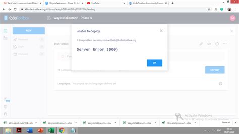 unable to deploy form server error 500 form building kobotoolbox