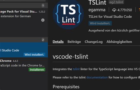 typescript tslint extension can not be installed in vscode stack