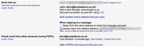 how to configure gmail to fetch and send cpanel email krystal hosting