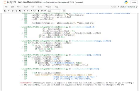 runtimeerror attempting to deserialize object on a cuda device but