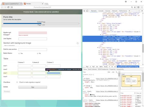 customizing tables with javascript laserfiche forms