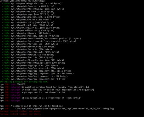 node js error installing angular using npm due to require from string
