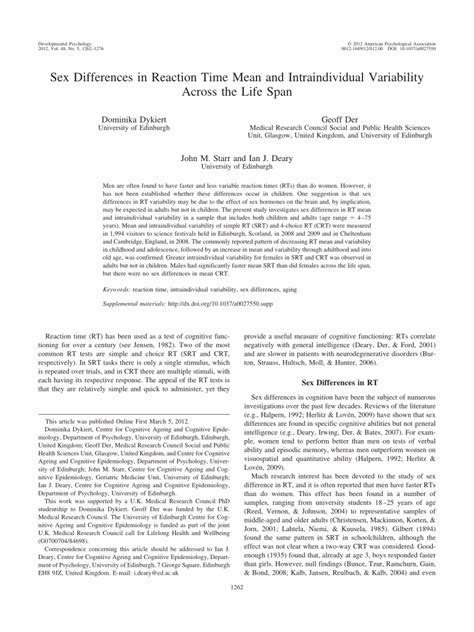 pdf sex differences in reaction time mean and