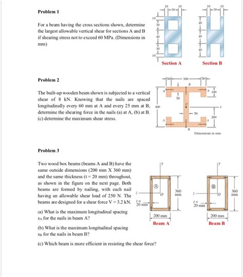 Solved Problem 1 For A Beam Having The Cross Sections Shown