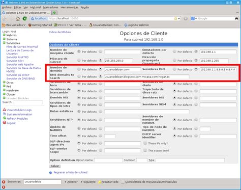Usuariodebian Instalar Y Configurar Un Servidor Dhcp En Webmin