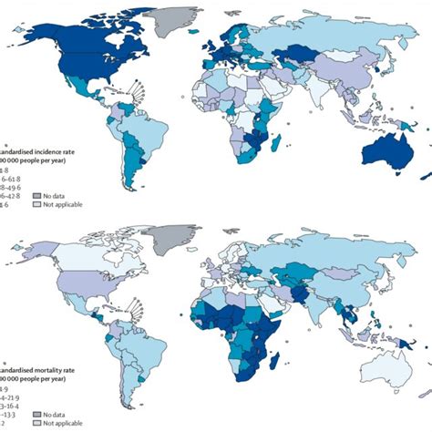 Global Map Depicting The Estimated Age Standardised A Incidence And