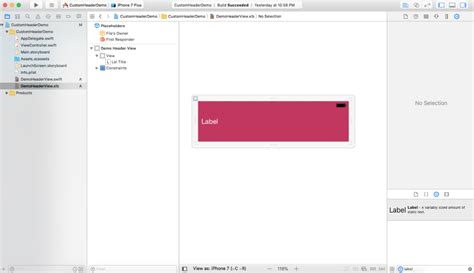 custom header view from xib for uitableview ios tutorial