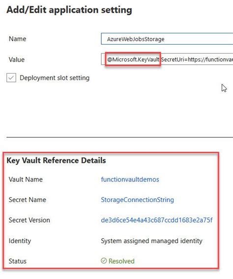 secure app settings variables in azure functions