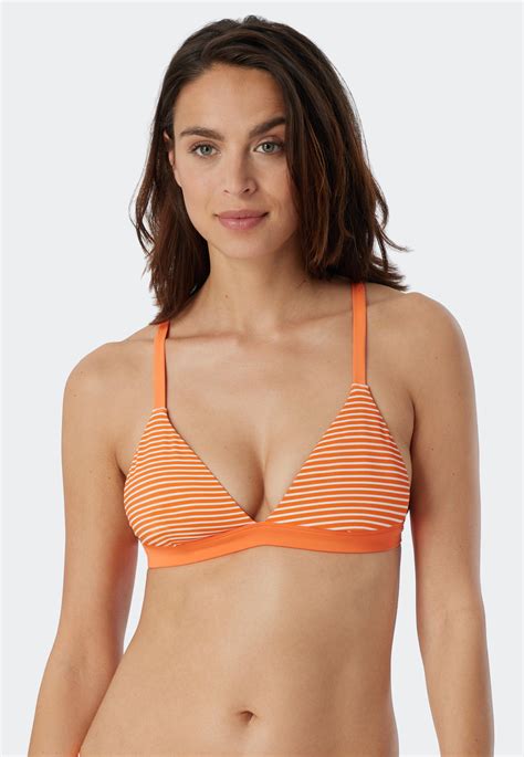 Bikini Triangel Top Herausnehmbare Cups Variable Träger Streifen Orange