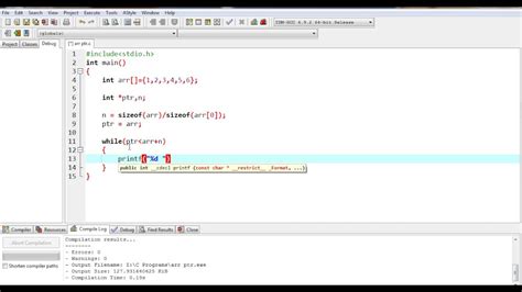 print array using pointer c programs for beginners youtube