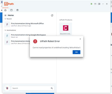 uipath robot error cannot read properties of undefined redaing