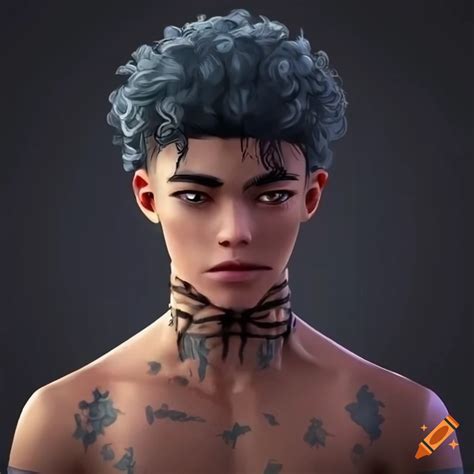 Illustration Of A Dark Skinned Male Character With Curly Hair In Anime