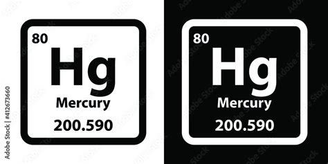 Hg Mercury Chemical Element Icon The Chemical Element Of The Periodic