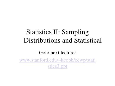 Ppt Statistics Ii Sampling Distributions And Statistical Powerpoint