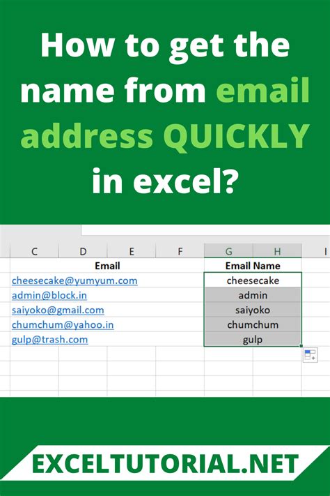 how to get the name from email address quickly in excel excel
