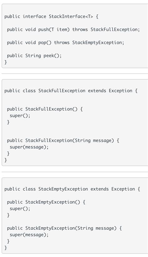 solved public interface stackinterface { public void push t