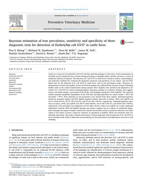 Pdf Bayesian Estimation Of True Prevalence Sensitivity And