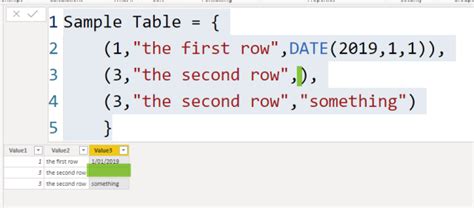 creating a table in power bi using dax table constructor radacad
