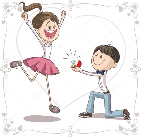 Images Cartoon Proposal Marriage Proposal Vector Cartoon — Stock