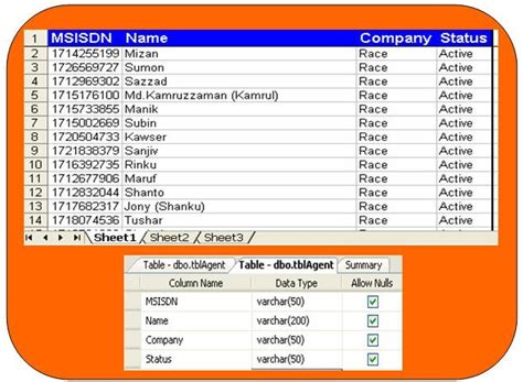 mixer how to import excel spreadsheet data into sql server