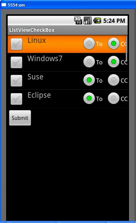 listview with checkbox radiobutton textview and button not