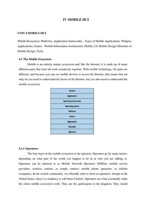 Hci Unit 4 Iv Year Iv Mobile Hci Unit 4 Mobile Hci Mobile Ecosystem