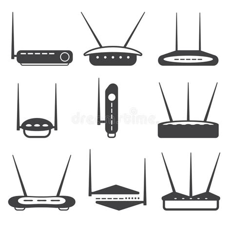 Router Icons With Long Shadow Stock Vector Illustration Of Design