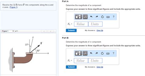 solved resolve the 32 lb force f into components along th