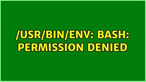usr bin env bash permission denied 2 solutions youtube