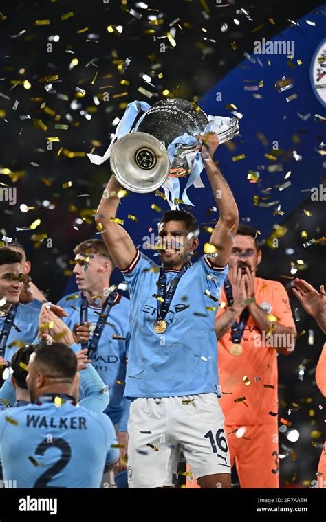 Istanbul Turkey June 10 Rodri Celebrate With Trophy During The Uefa