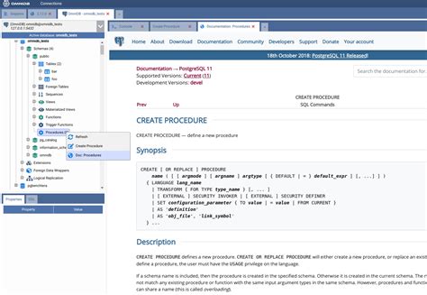 omnidb debugger for postgresql 11