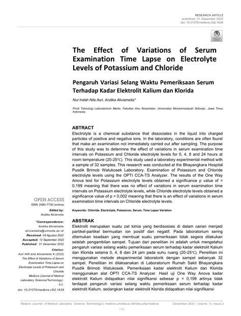 Pdf The The Effect Of Variations Of Serum Examination Time Lapse On
