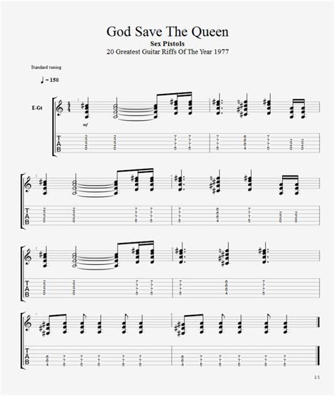 Sex Pistols – God Save The Queen – Bluesmannus Guitar Tabs