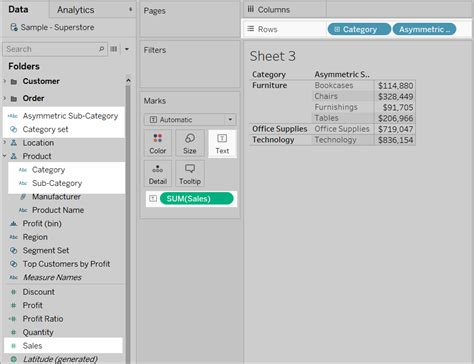 set actions tableau